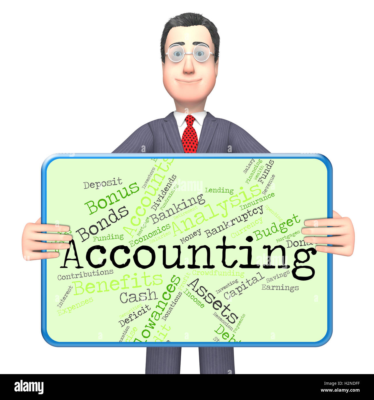 Accounting Words Showing Balancing The Books And Wordcloud Taxes Stock ...