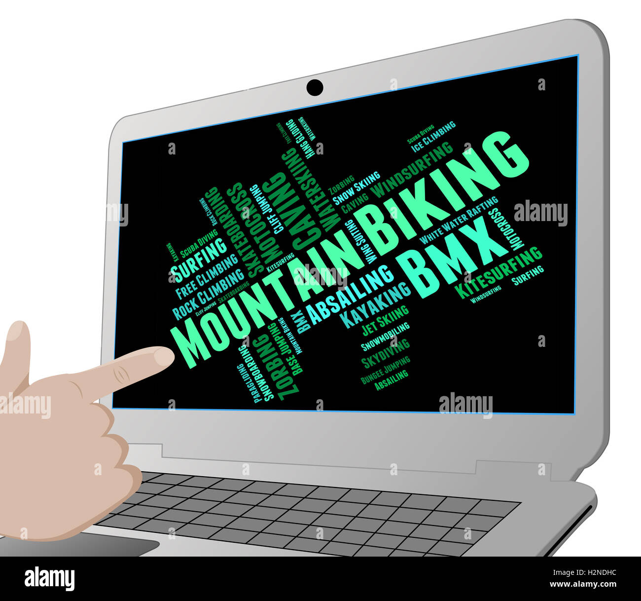 Mountain Biking Indicating Bikes Words And Word Stock Photo - Alamy