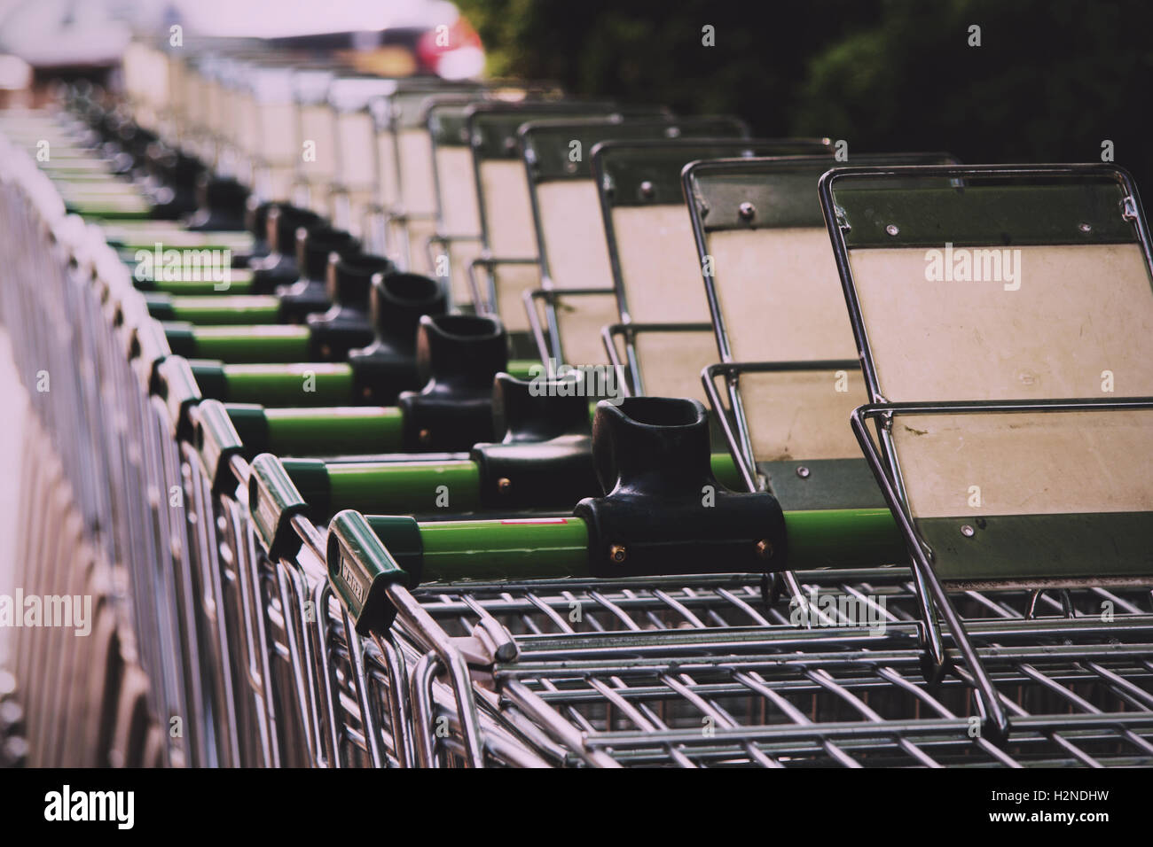 BEACONSFIELD, ENGLAND - JUNE 2016: Waitrose shopping trollies outside ...