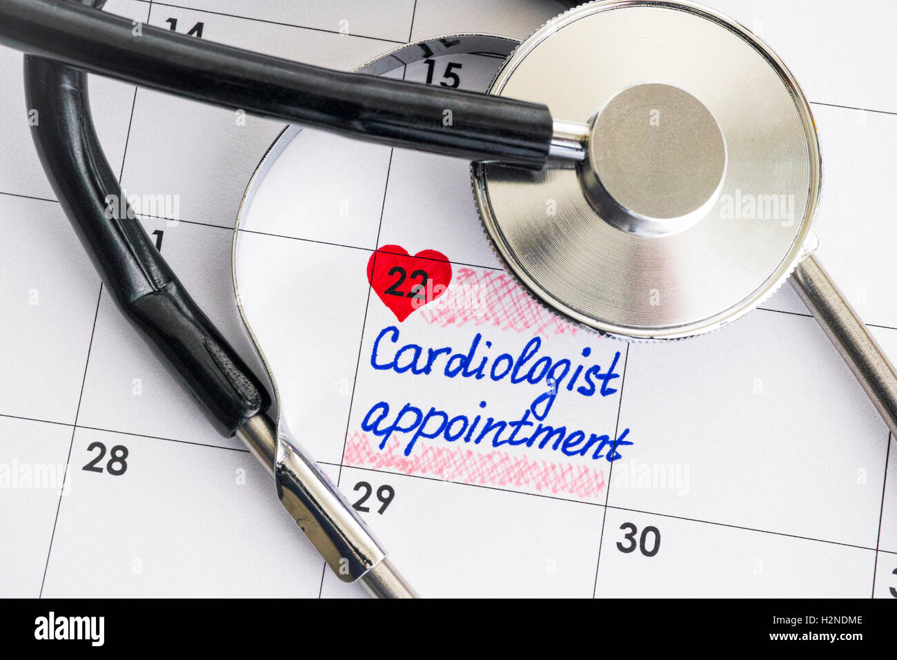 Reminder Cardiologist Appointment in calendar with black stethoscope ...