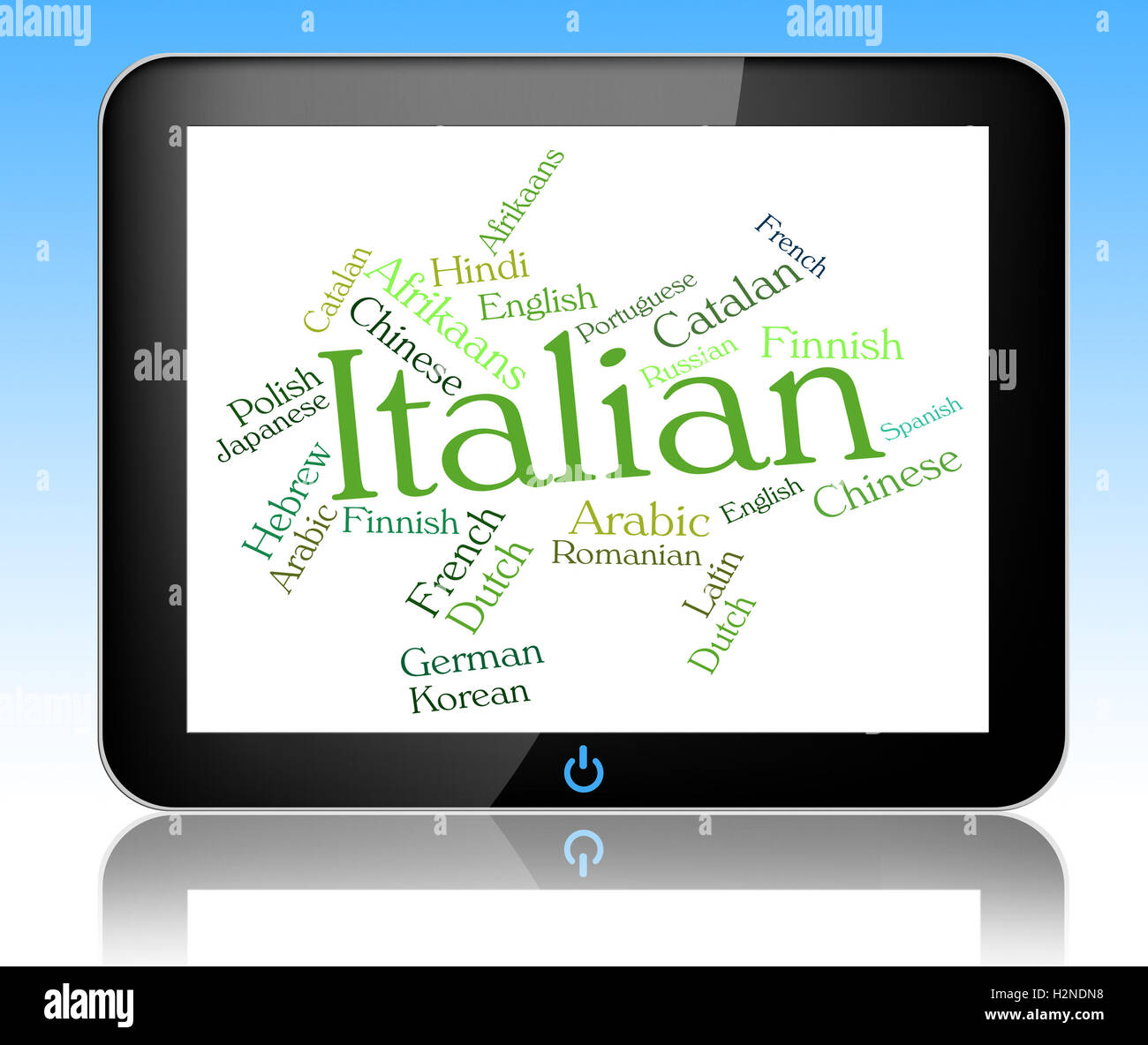 Italian Language Indicating Text Translator And Speech Stock Photo - Alamy