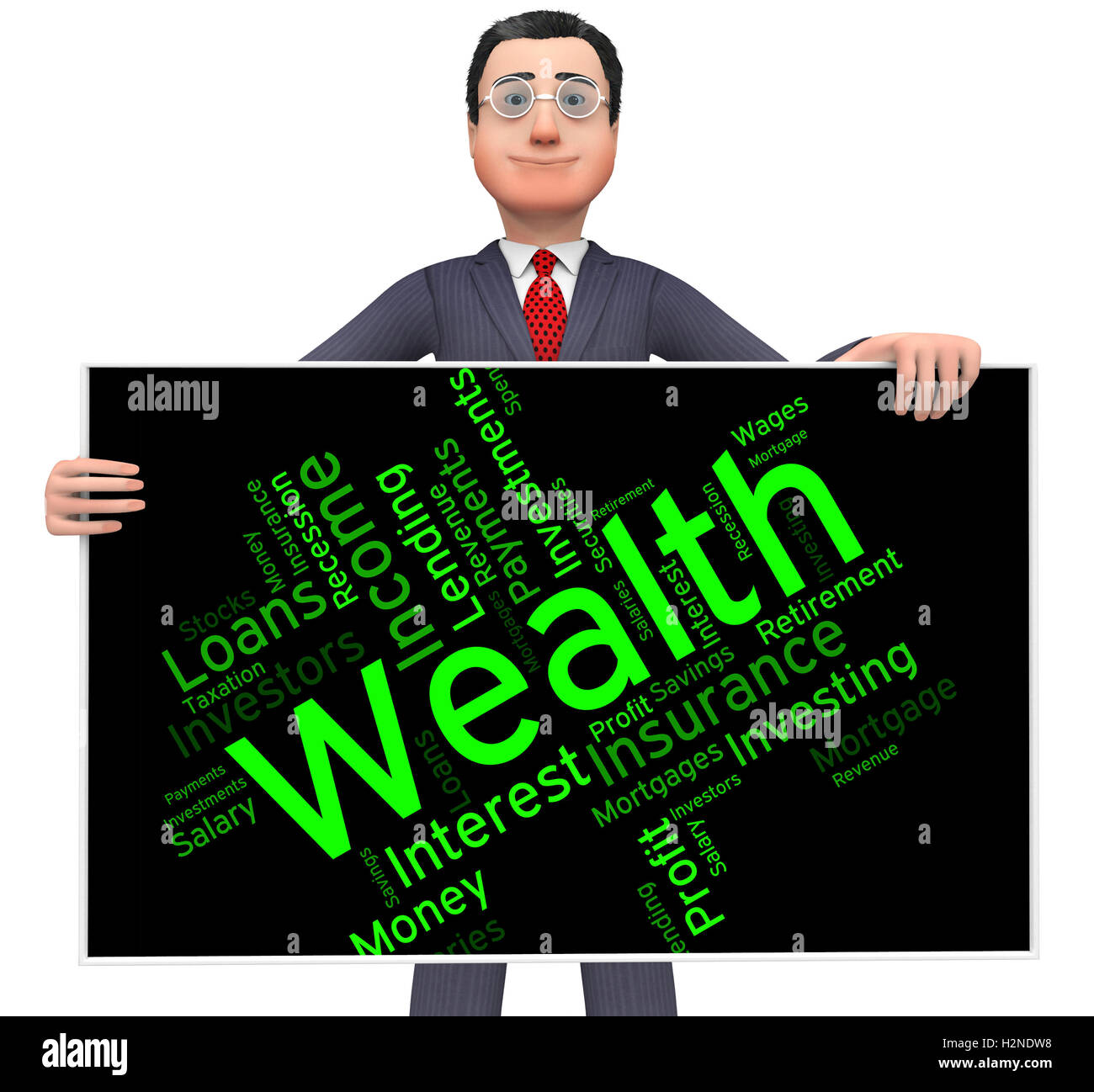 Wealth Word Representing Prosper Wordcloud And Richness Stock Photo - Alamy