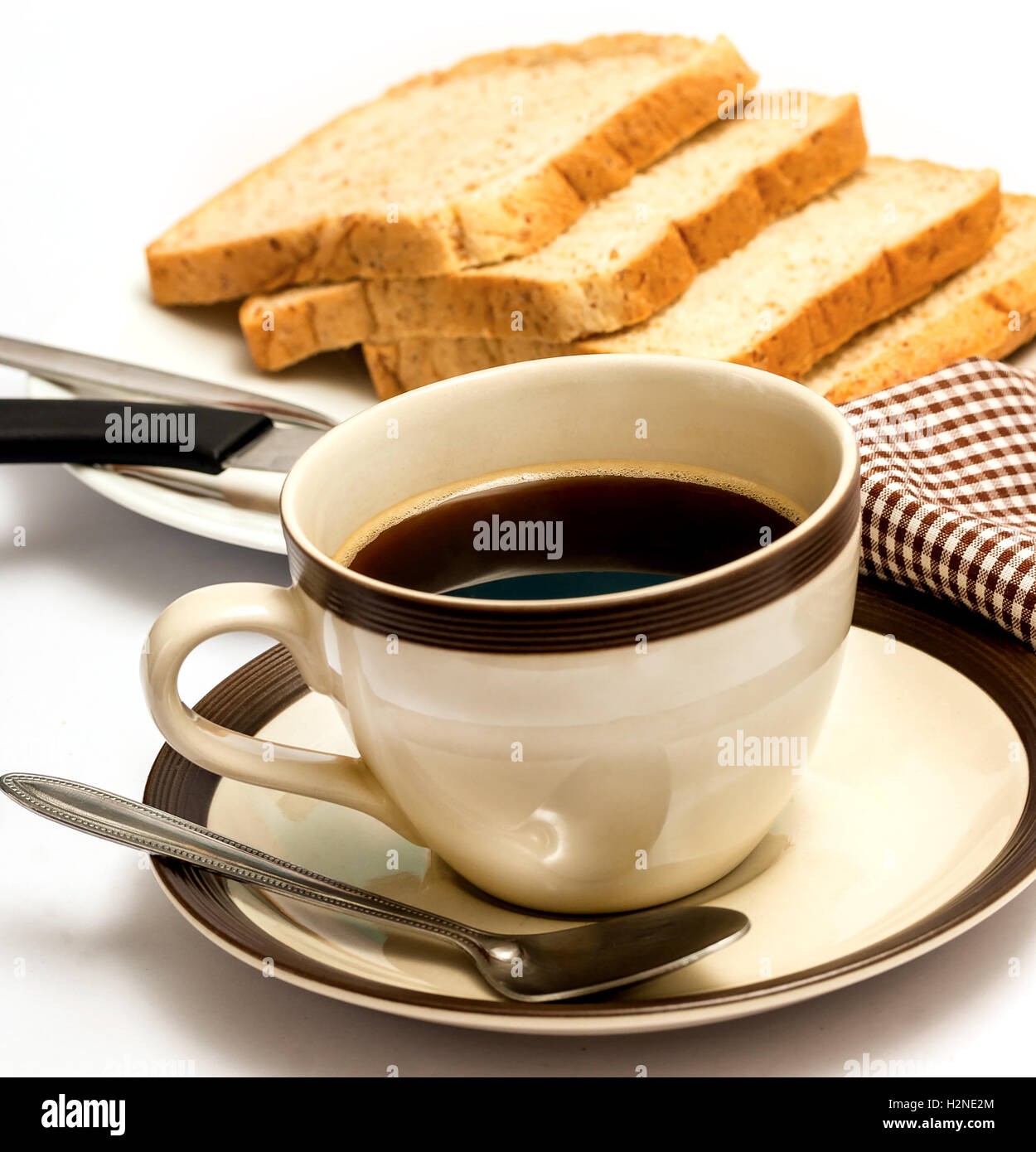 Bread And Coffee Representing Meal Time And Cafeterias Stock Photo - Alamy