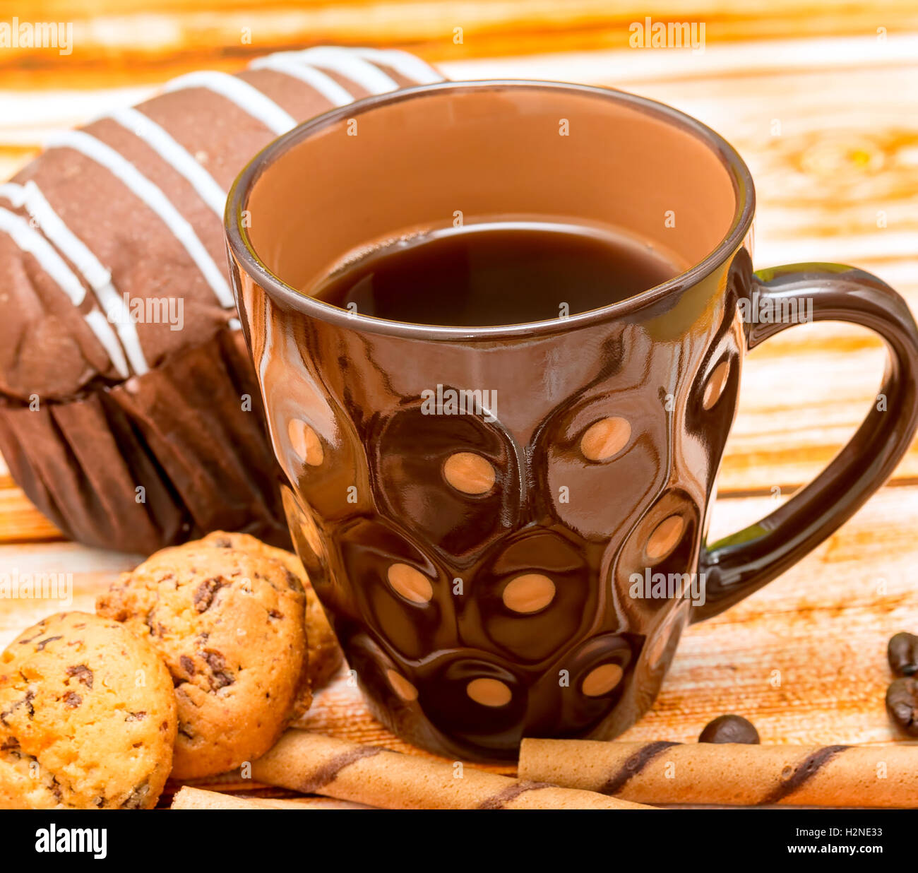 Coffee Biscuits Relax Indicating Bicky Break And Drink Stock Photo - Alamy
