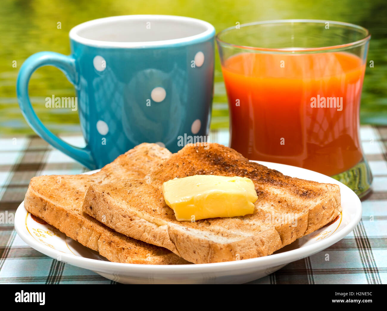 Outdoor Breakfast Toast Showing Morning Meal And Restaurants Stock ...