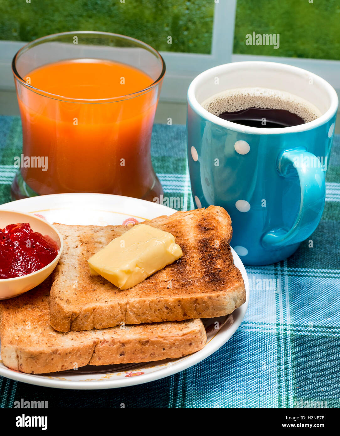 Toasts And Jam Showing Coffee Break And Beverages Stock Photo - Alamy