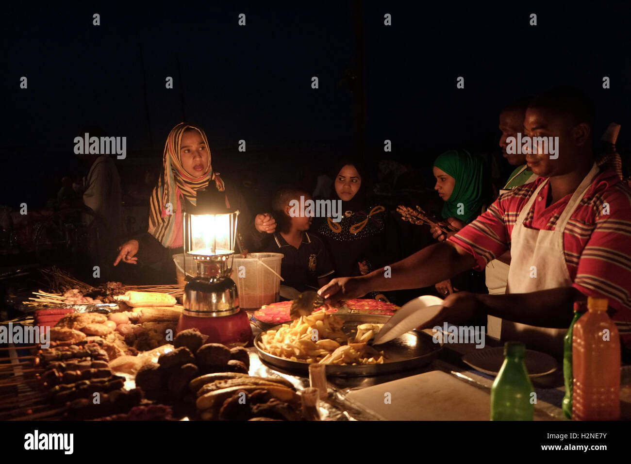 Night food market at the Forodhani gardens in Stone Town also known as ...