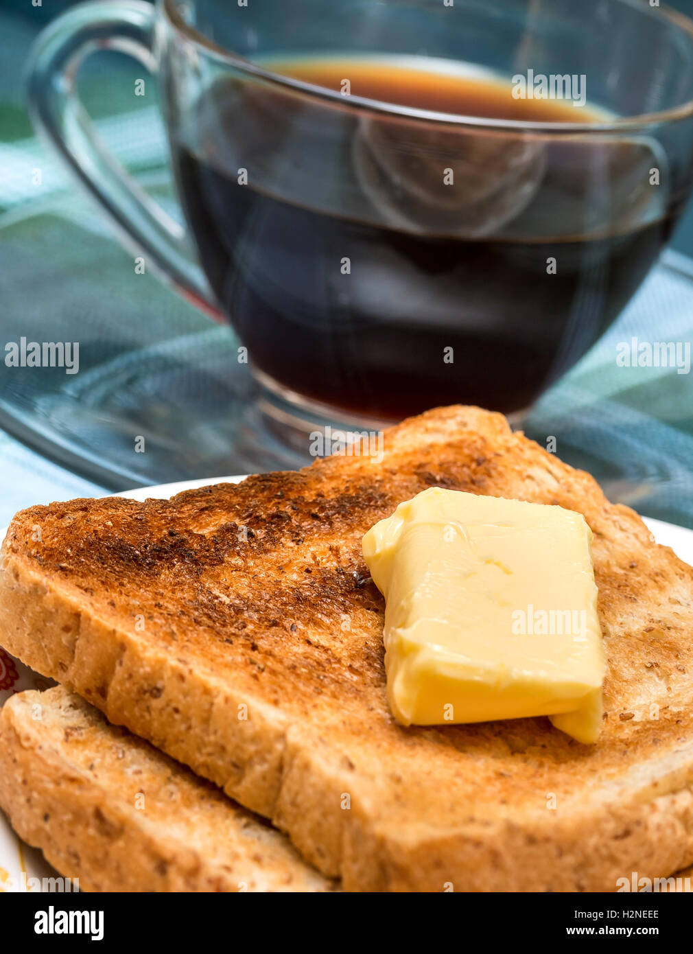 Breakfast Butter Toast Representing Meal Time And Coffee Stock Photo ...
