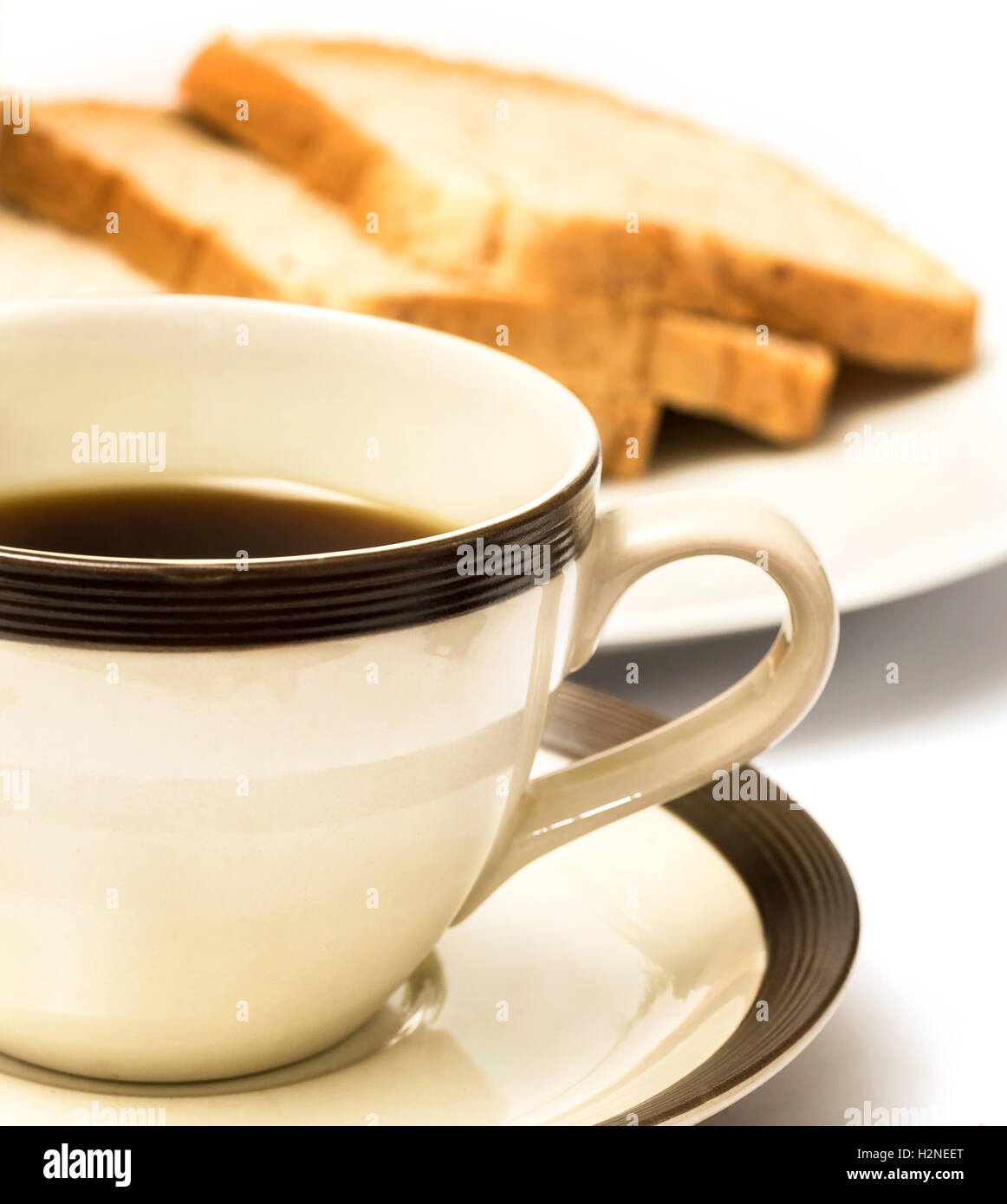 Coffee And Bread Indicating Morning Meal And Cafeterias Stock Photo - Alamy