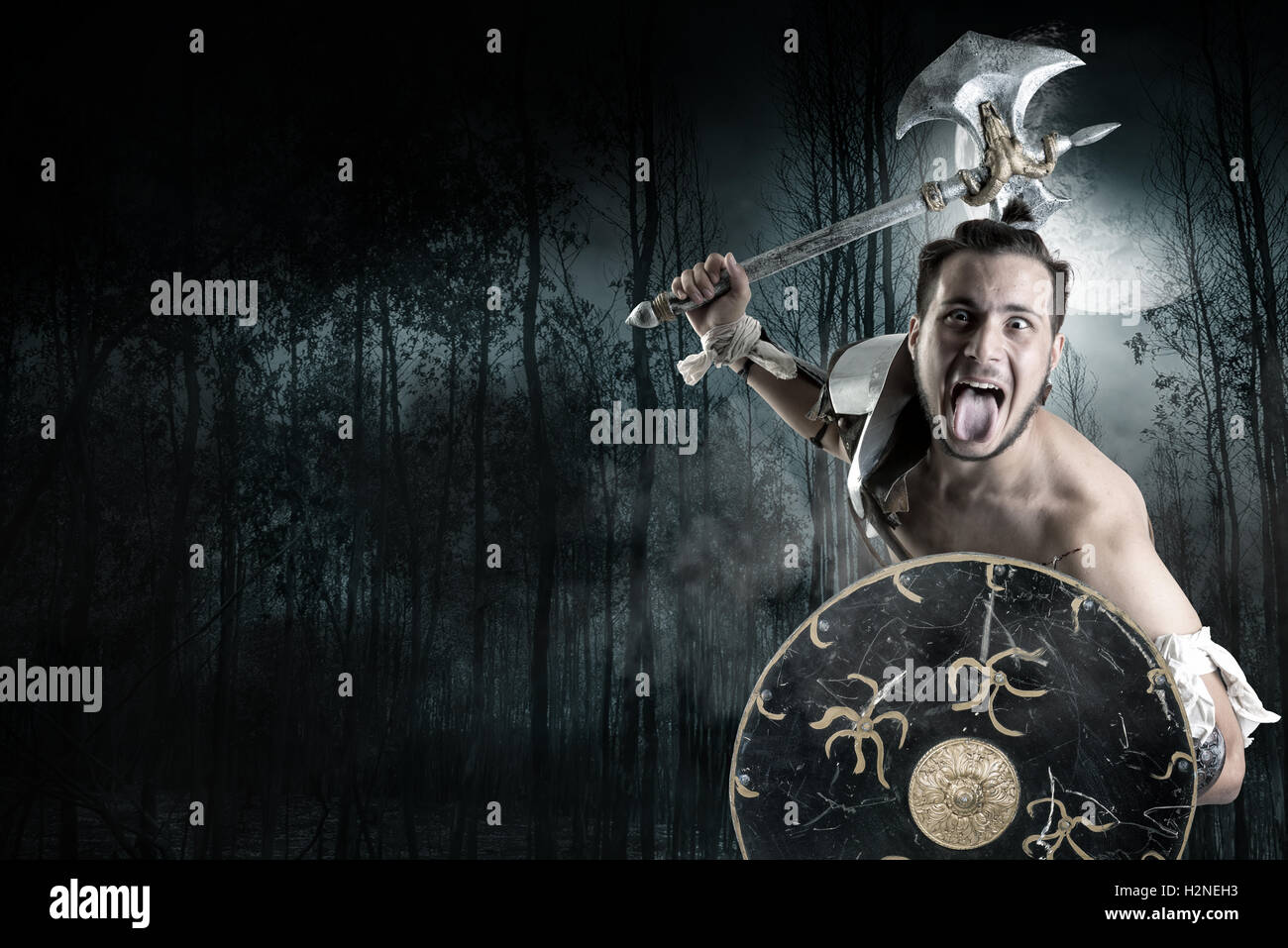 Ancient warrior or Gladiator ready to fight Stock Photo - Alamy