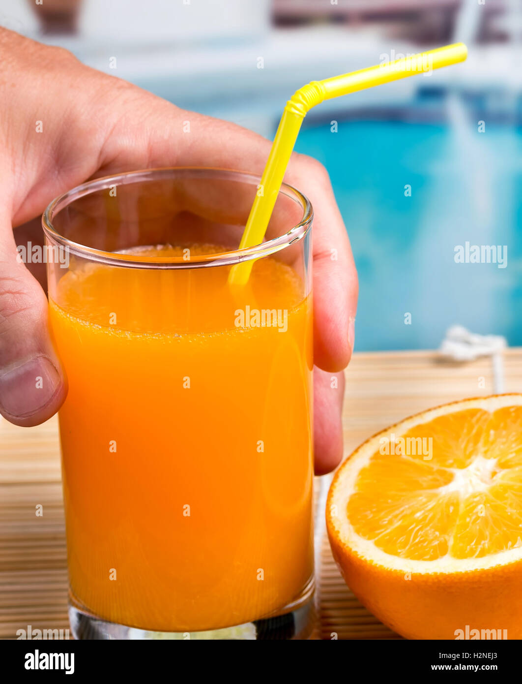 Healthy Orange Drink Representing Swimming Pool Refreshments And ...