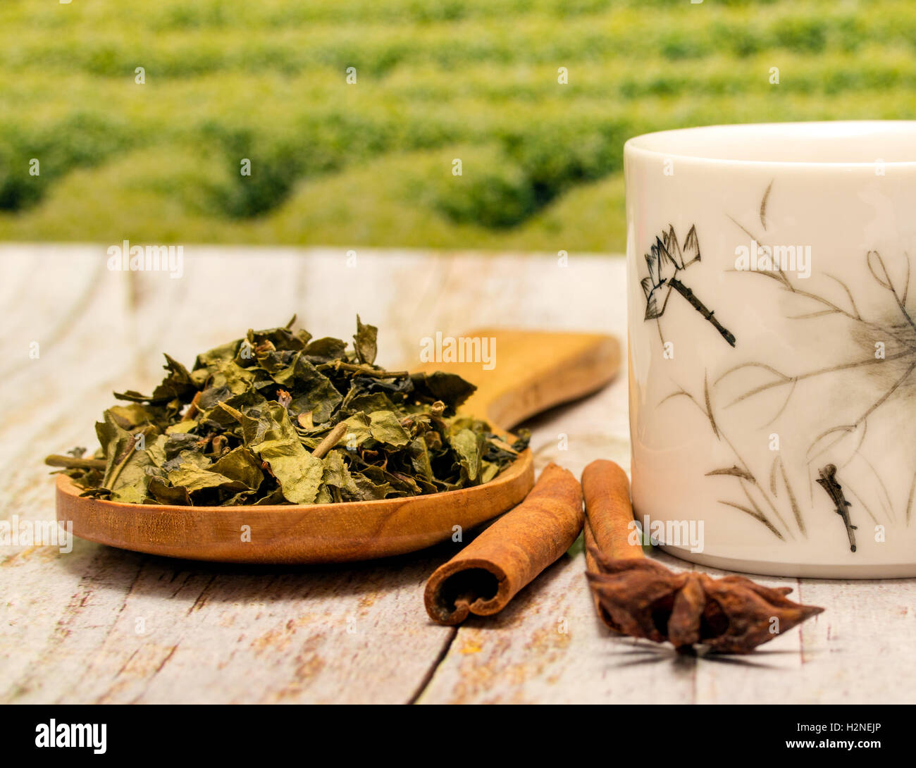Chinese Green Tea Indicating Break Time And Spice Stock Photo - Alamy
