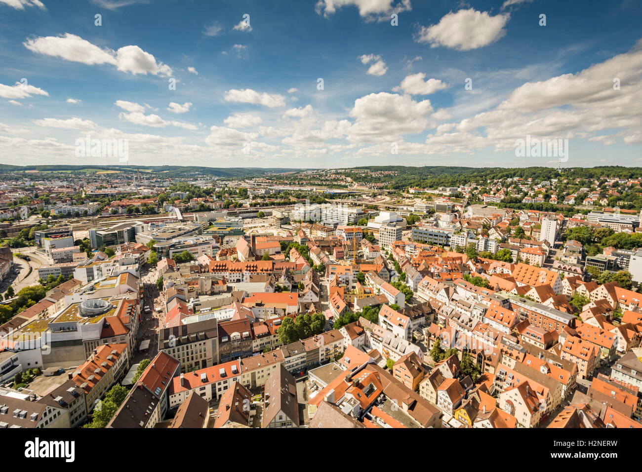 ULM, GERMANY - AUGUST 13: View over the city of Ulm, Germany on August ...