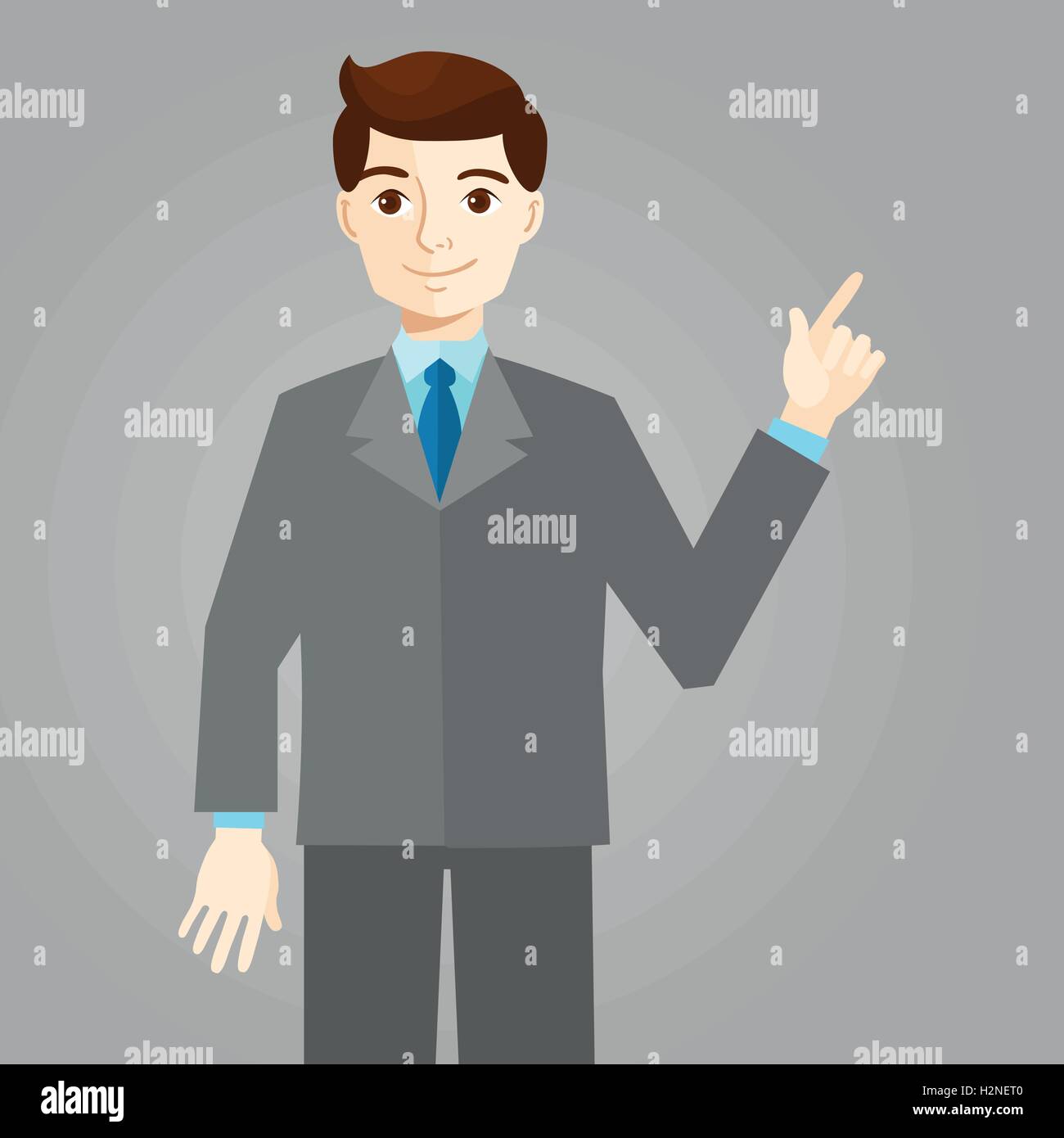 Businessman pointing with finger, flat style design, vector ...