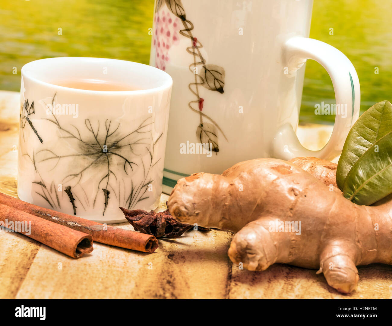 Chinese Ginger Tea Meaning Natural Teacup And Herbal Stock Photo - Alamy