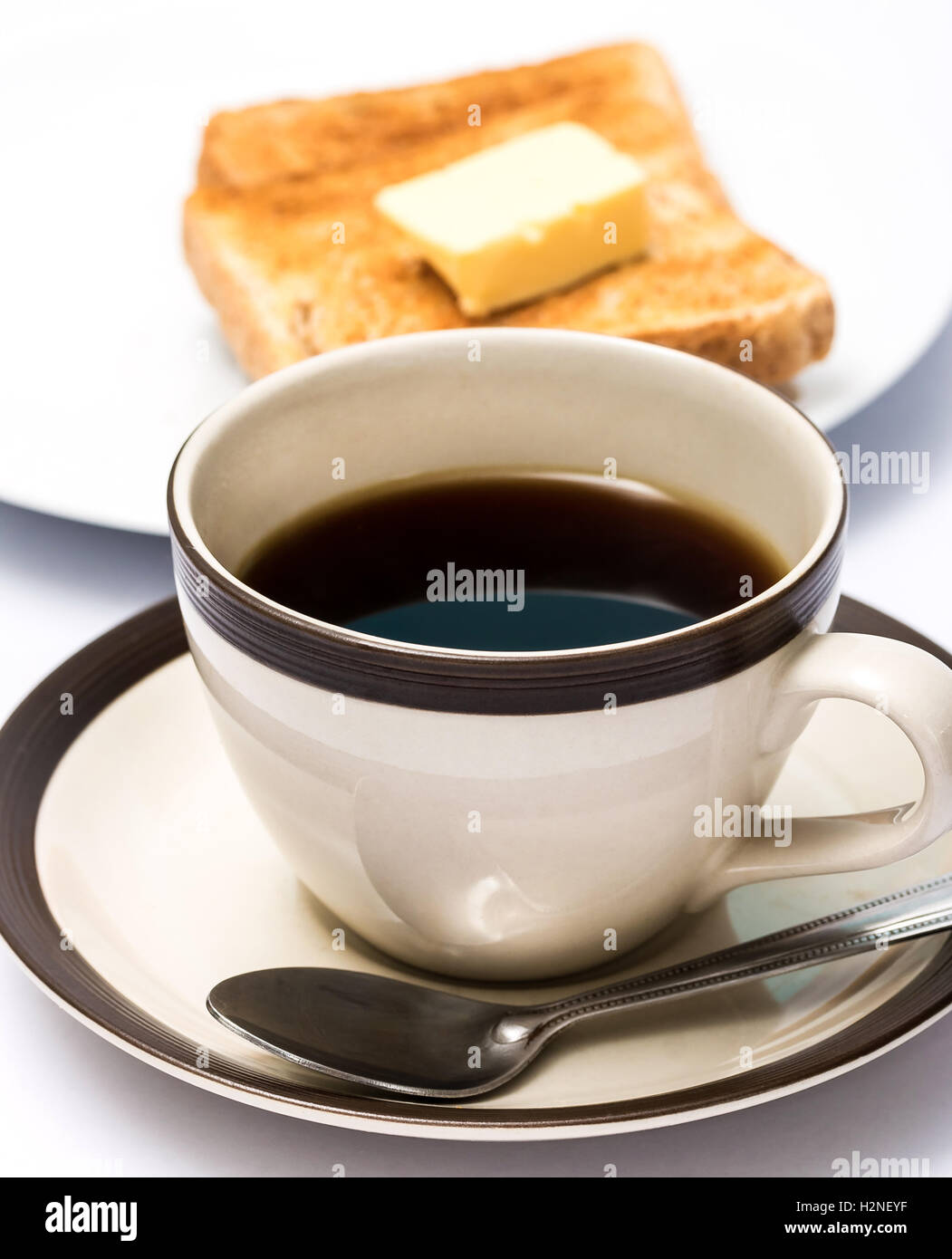 Coffee And Toast Indicating Toasted Bread And Breaks Stock Photo - Alamy