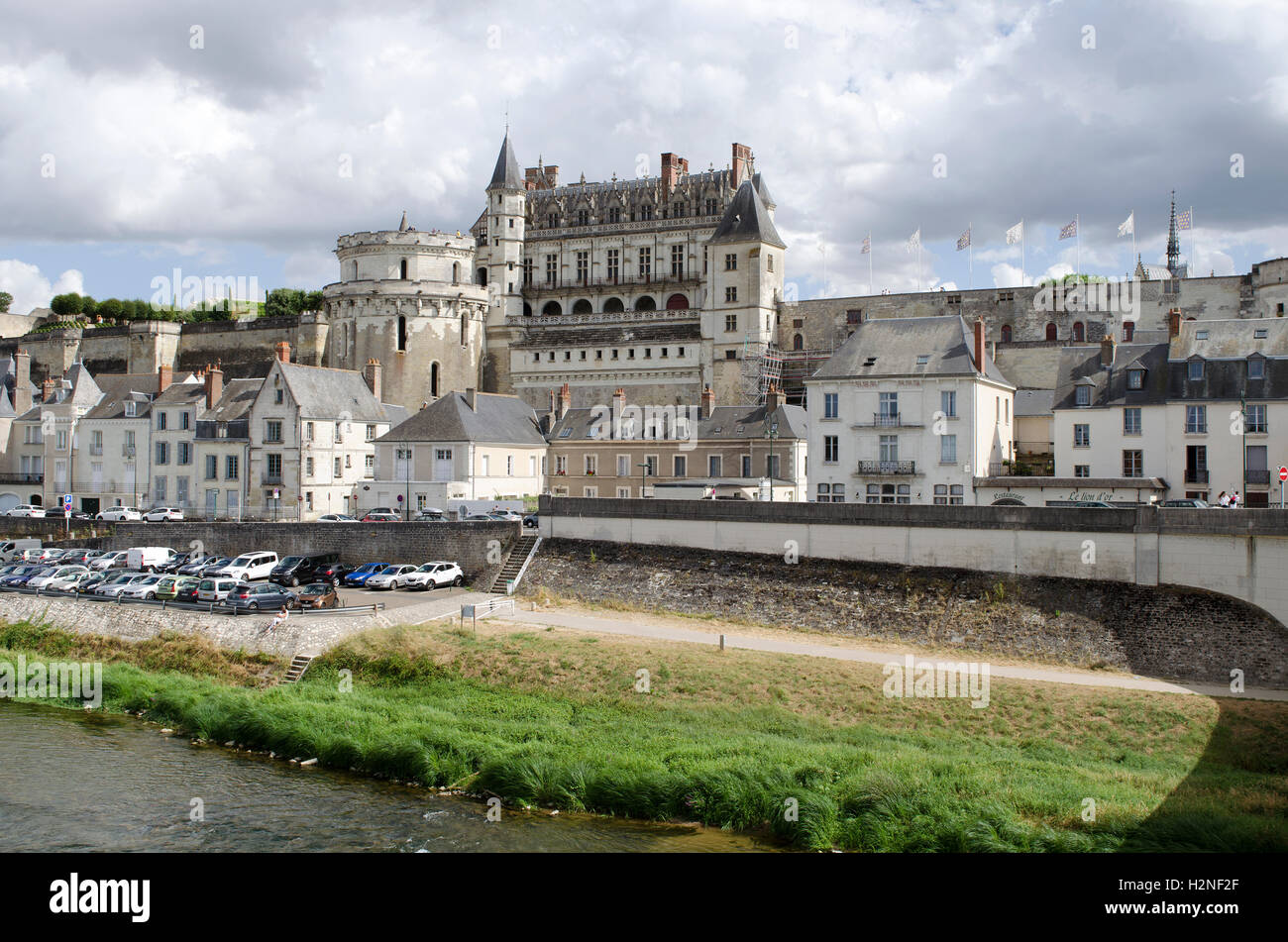 Amboise France The Chateau Amboise overlooking the River Loire in this ...