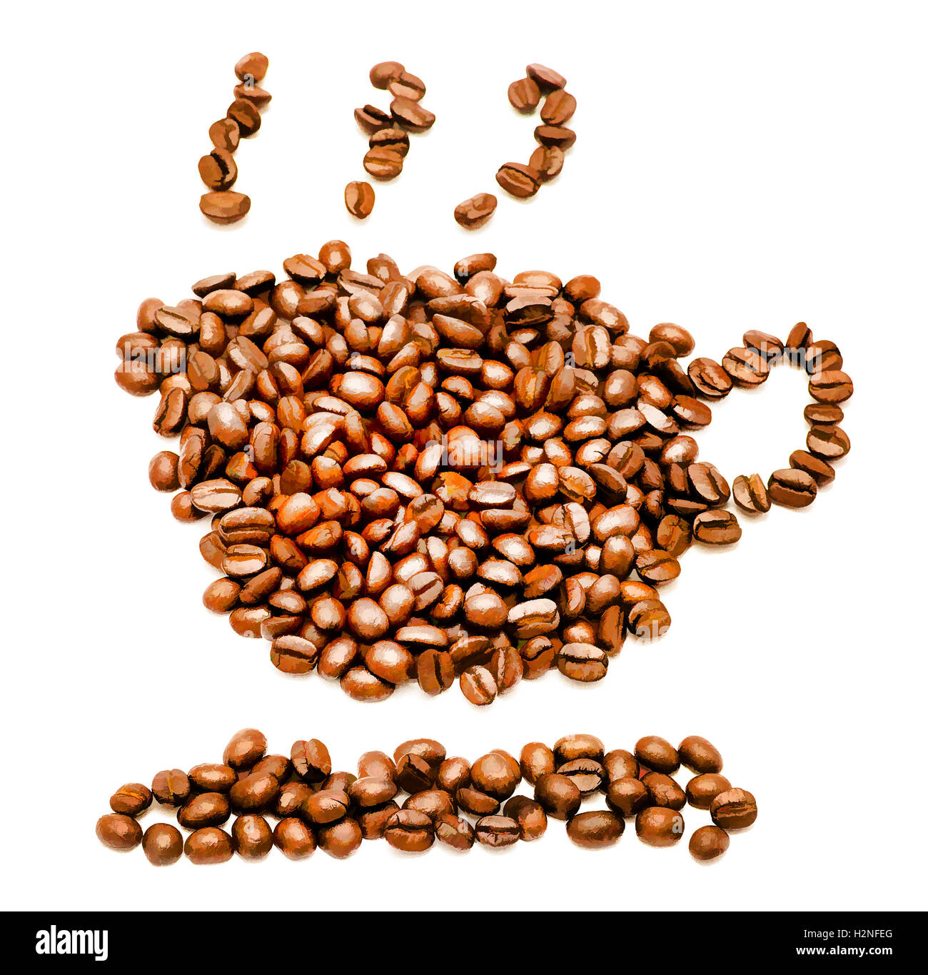 Coffee Cup Beans Showing Hot Drink And Break Stock Photo - Alamy