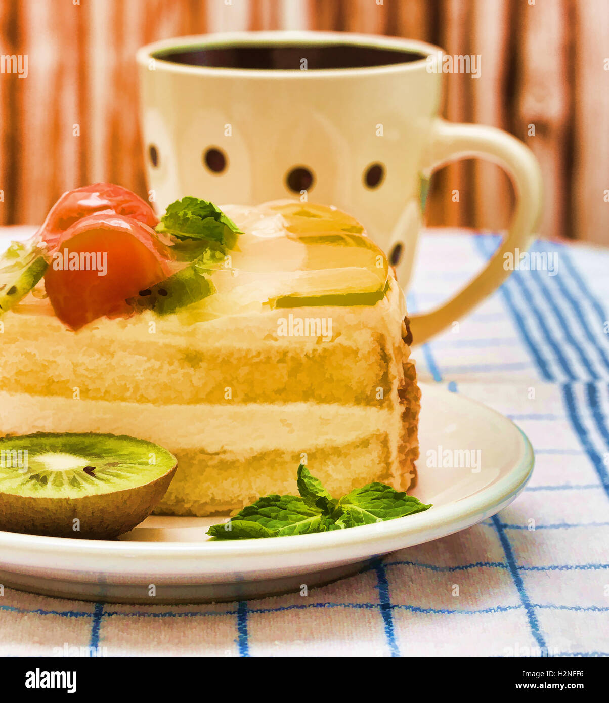 Cream Cake Coffee Meaning Decaf Indulgence And Delicious Stock Photo ...