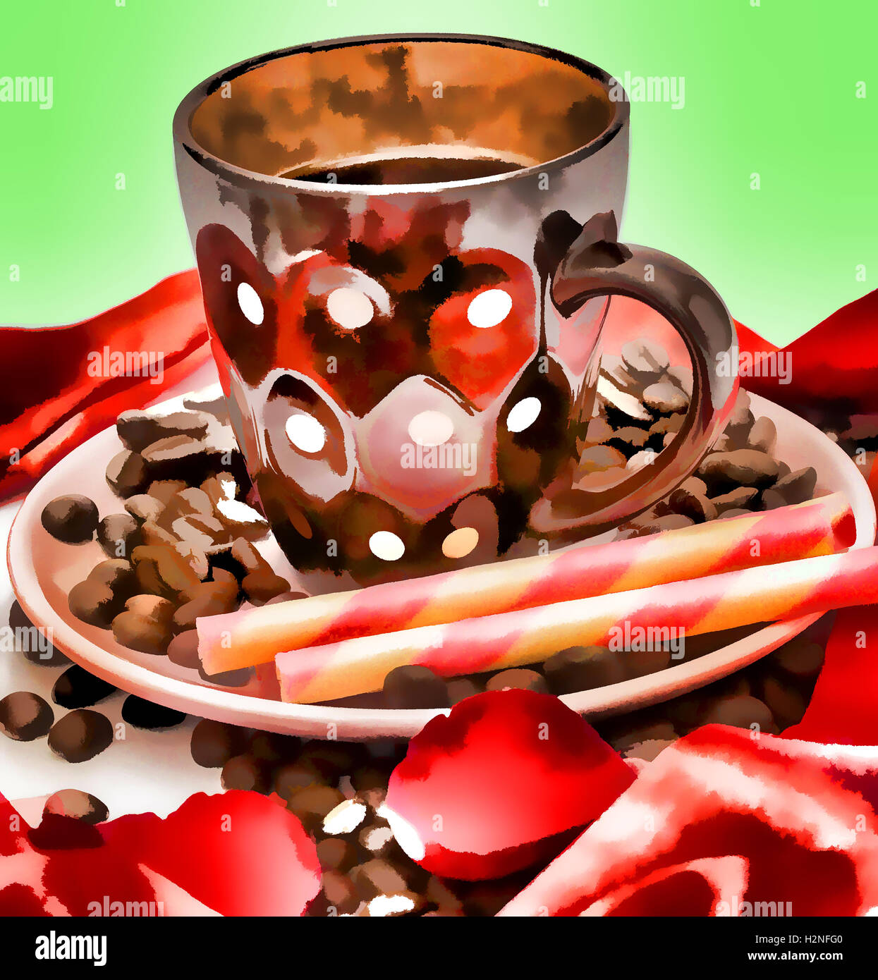 Coffee Beans Beverage Showing Drink Break And Fresh Stock Photo - Alamy