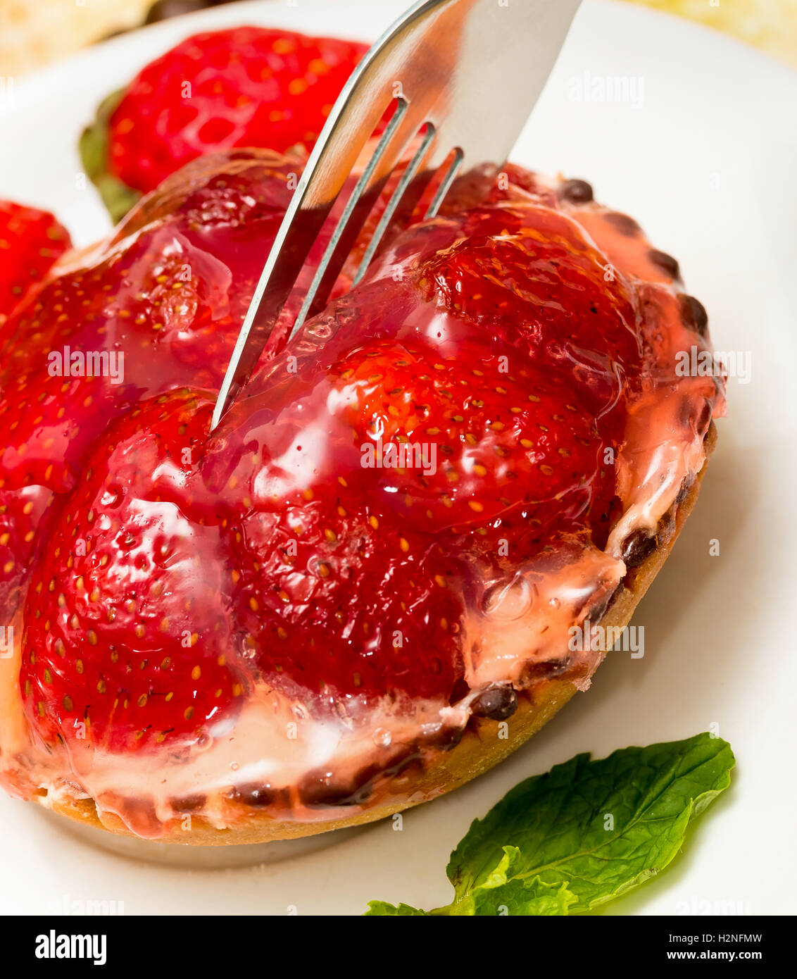 Strawberry Delicacy Meaning Fruit Tart And Tartlet Stock Photo - Alamy