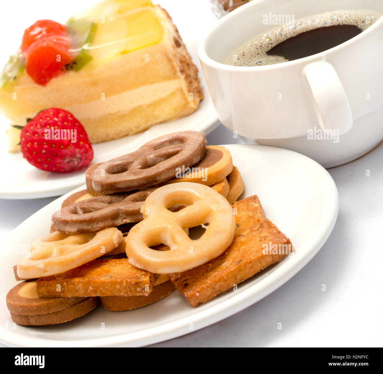 Strawberry Coffee Cake Meaning Cafeteria Decaf And Coffees Stock Photo ...