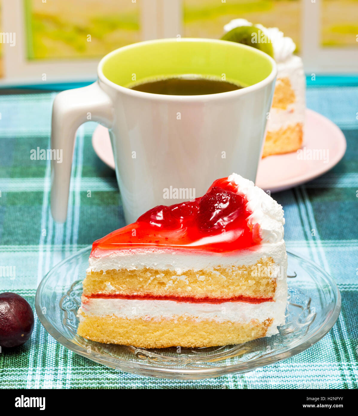 Coffee And Cake Indicating Cafeteria Delicious And Snacks Stock Photo ...
