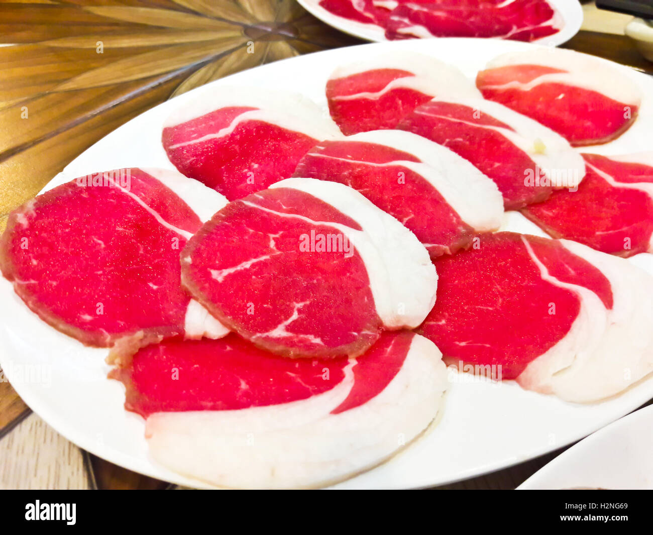 Fresh Sliced Raw Beef Stock Photo - Alamy