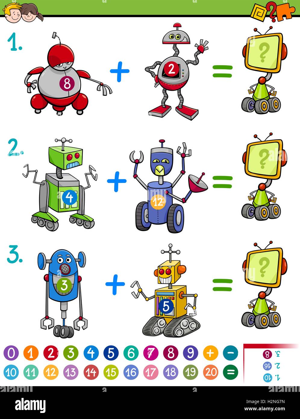 Cartoon Illustration of Educational Mathematical Activity Task for ...