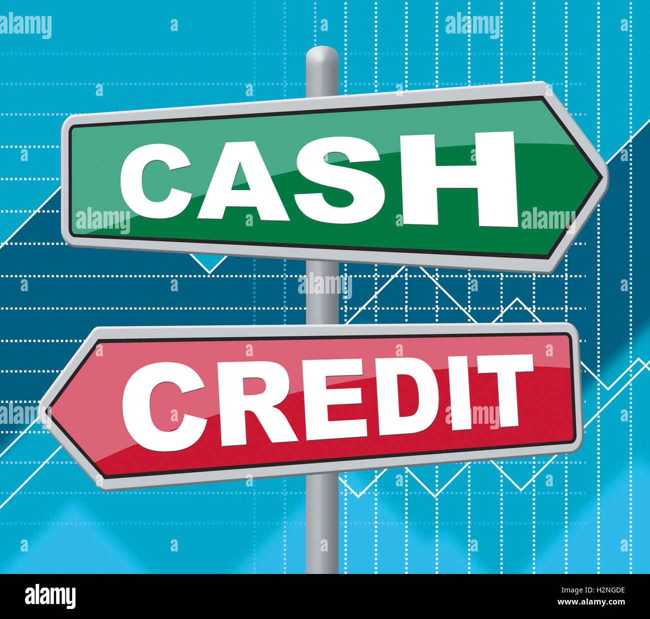 Cash Credit Signs Indicating Cashless And Debt Stock Photo - Alamy