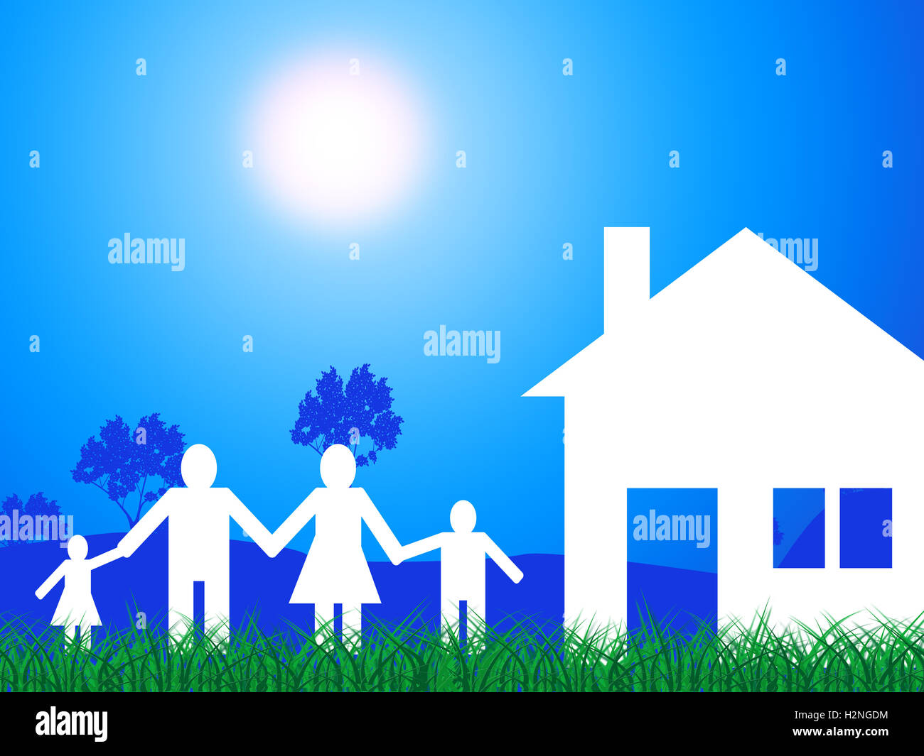 Countryside House Showing Habitation And House In Suburbs Stock Photo ...