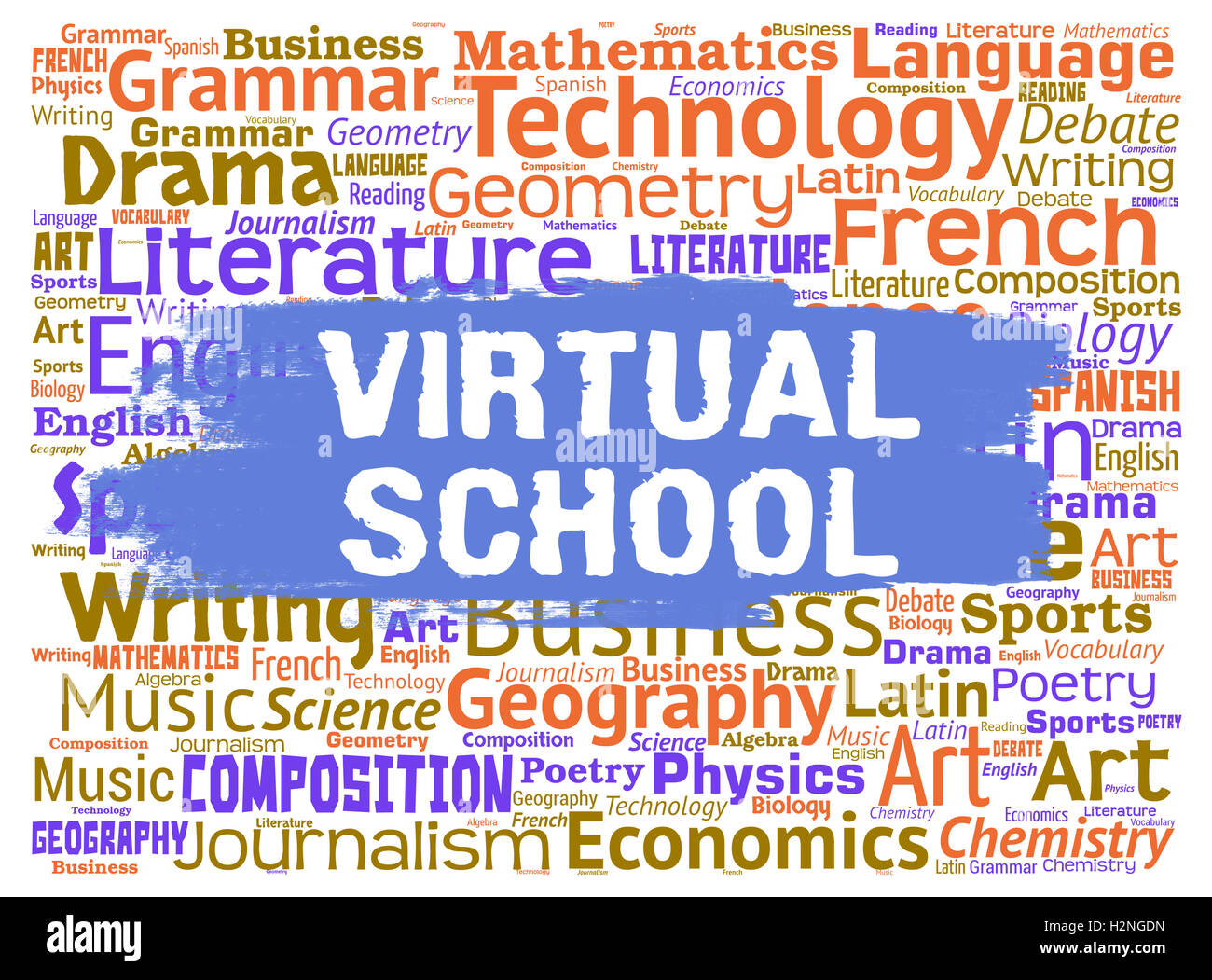 Virtual School Showing Web Site And Online Learning Stock Photo - Alamy