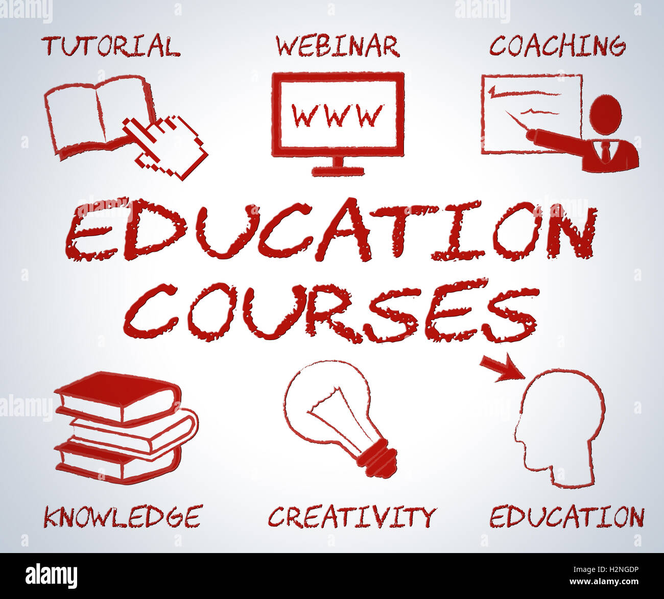 Education Courses Showing Web Site And Online Learning Stock Photo - Alamy