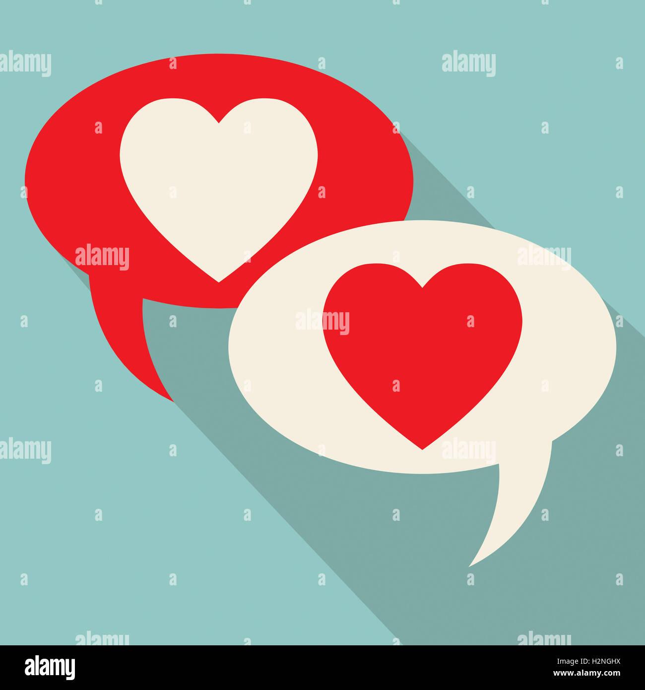 Hearts Speech Bubbles Showing Valentines Day And Talking Stock Photo ...