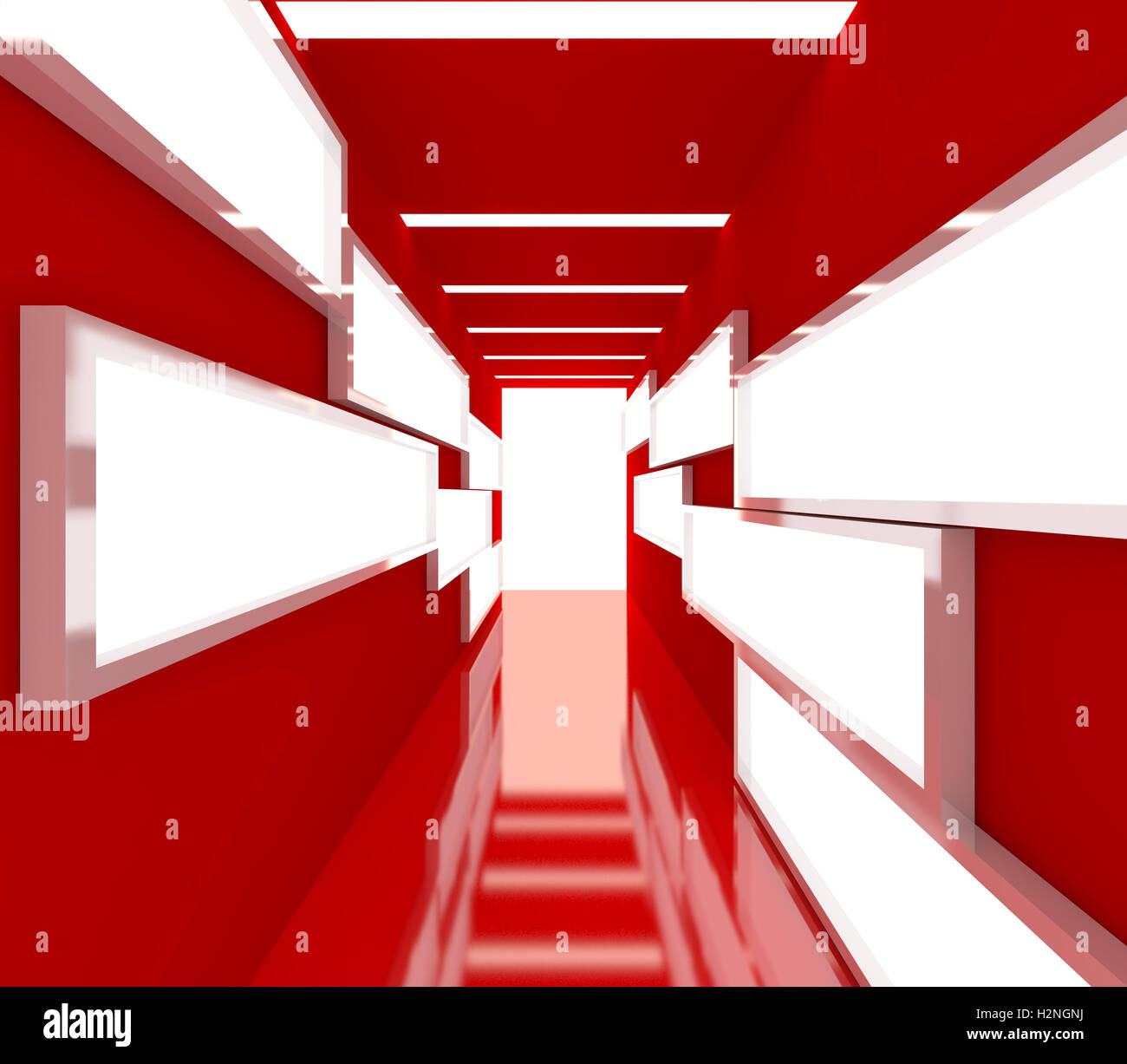 Abstract red interior rendering Stock Photo - Alamy