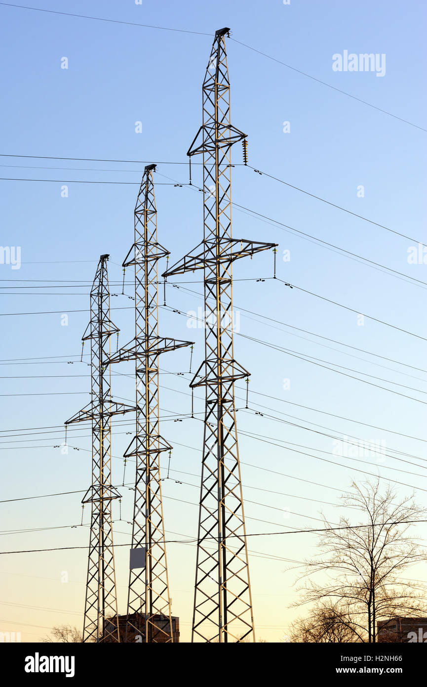 high voltage power lines Stock Photo - Alamy