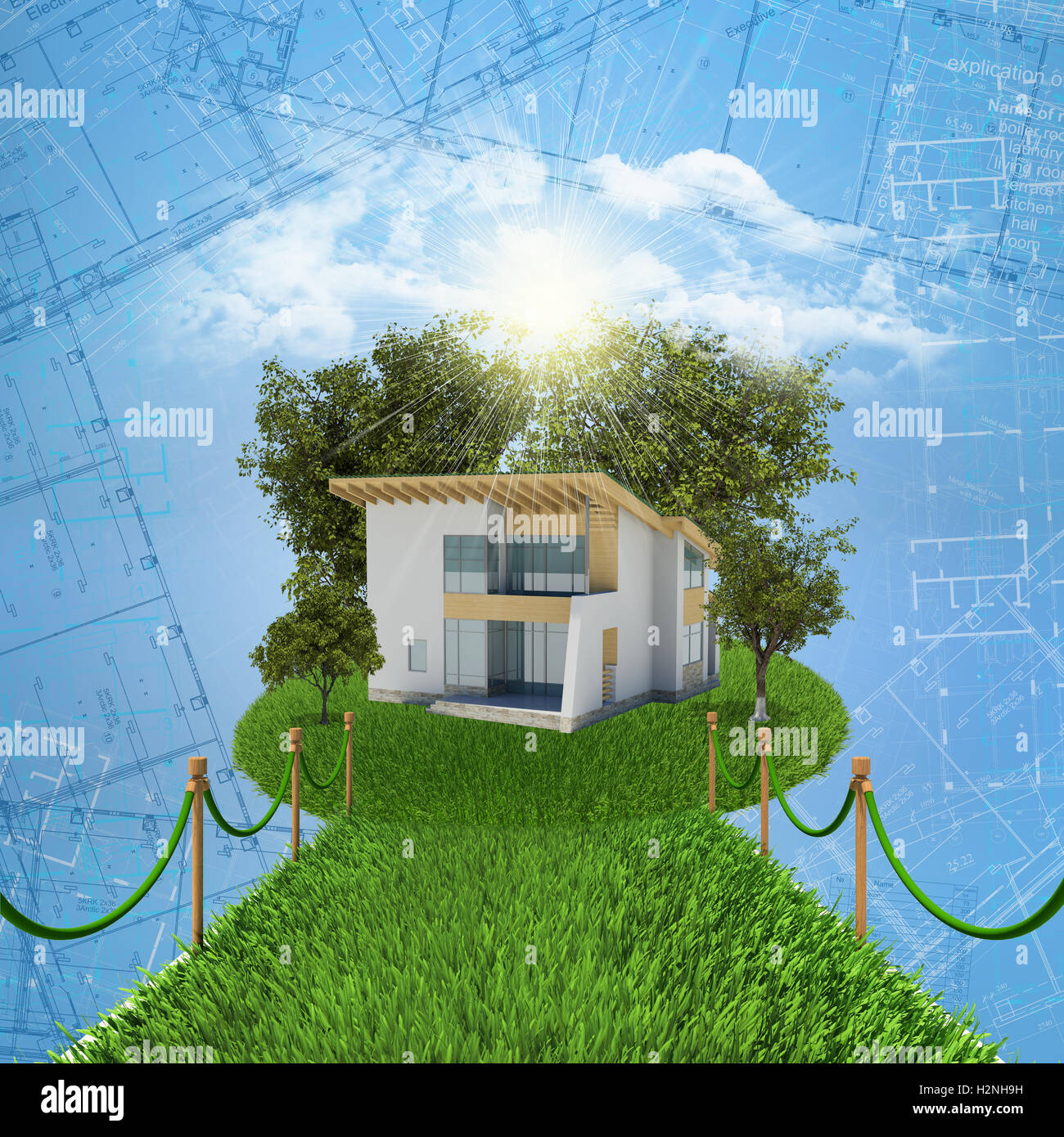 Small house with land Stock Photo - Alamy