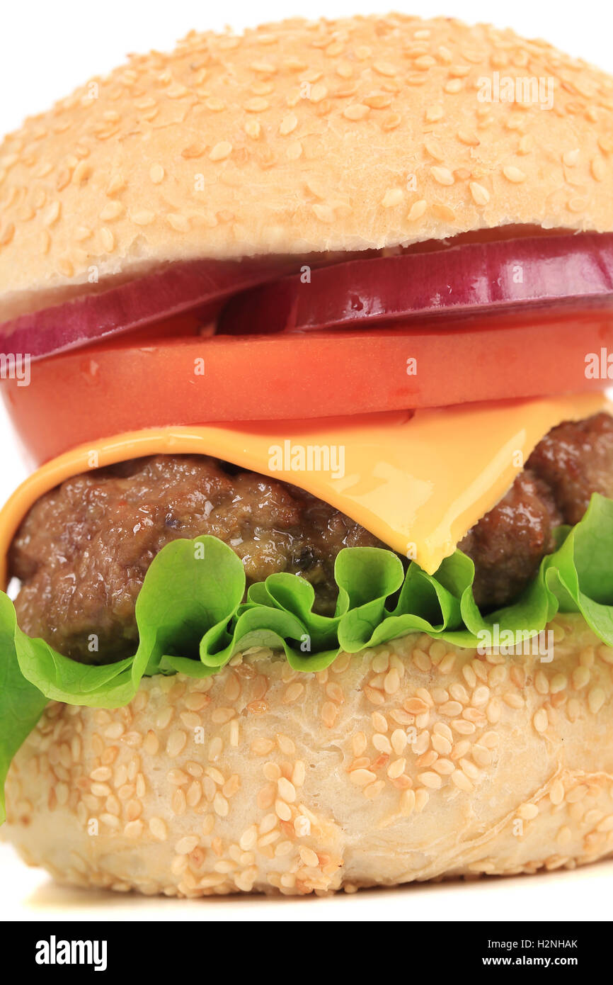Tasty cheeseburger close-up Stock Photo - Alamy