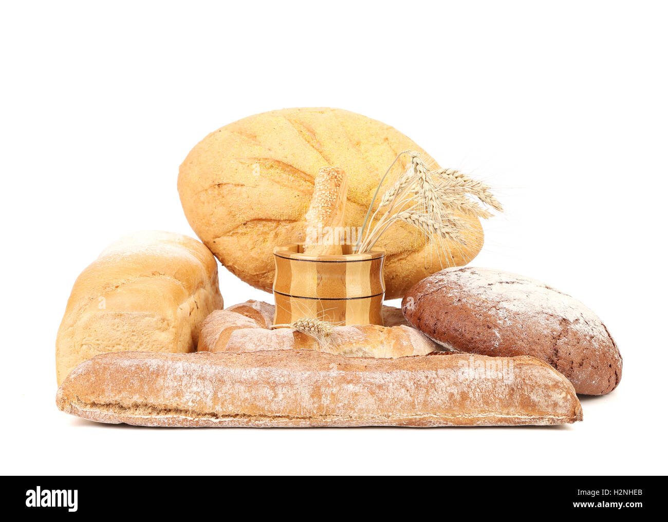 Assortment of bread with a wooden vase Stock Photo - Alamy