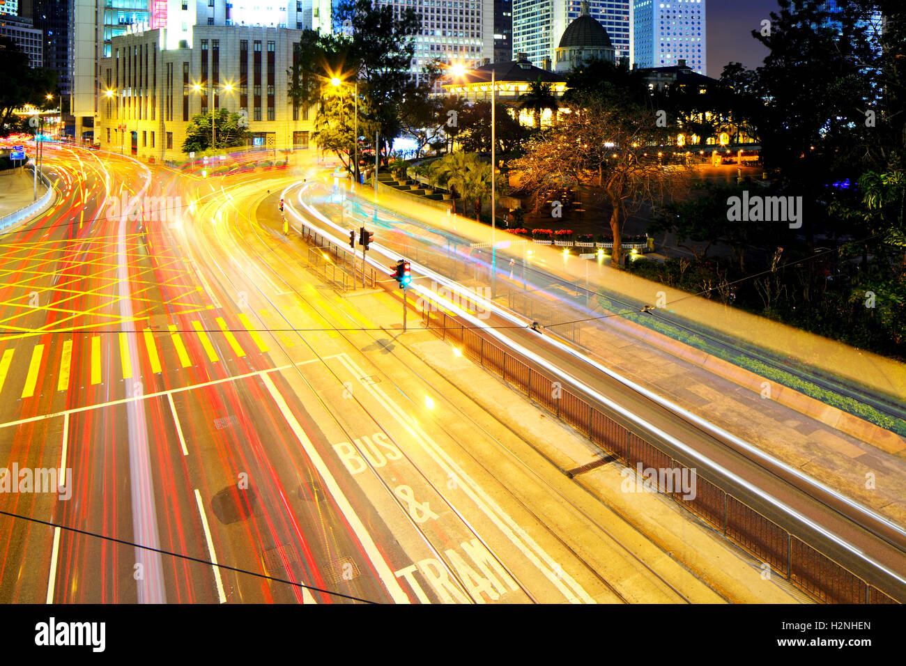 Busy traffic in city at night Stock Photo - Alamy