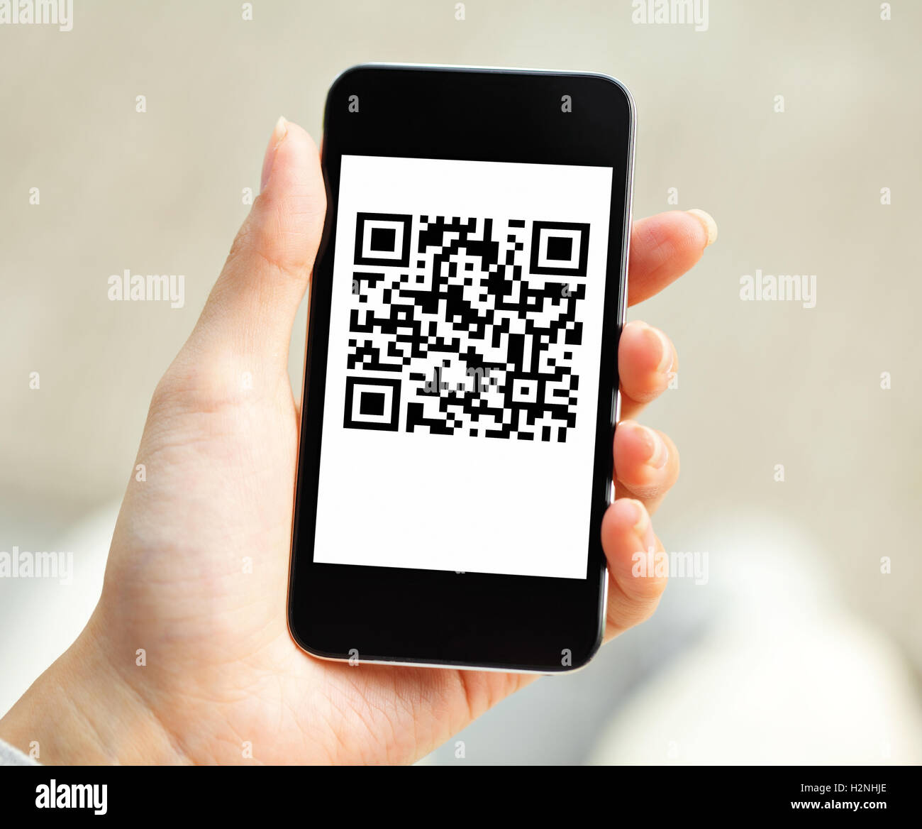 QR code on mobile Stock Photo - Alamy