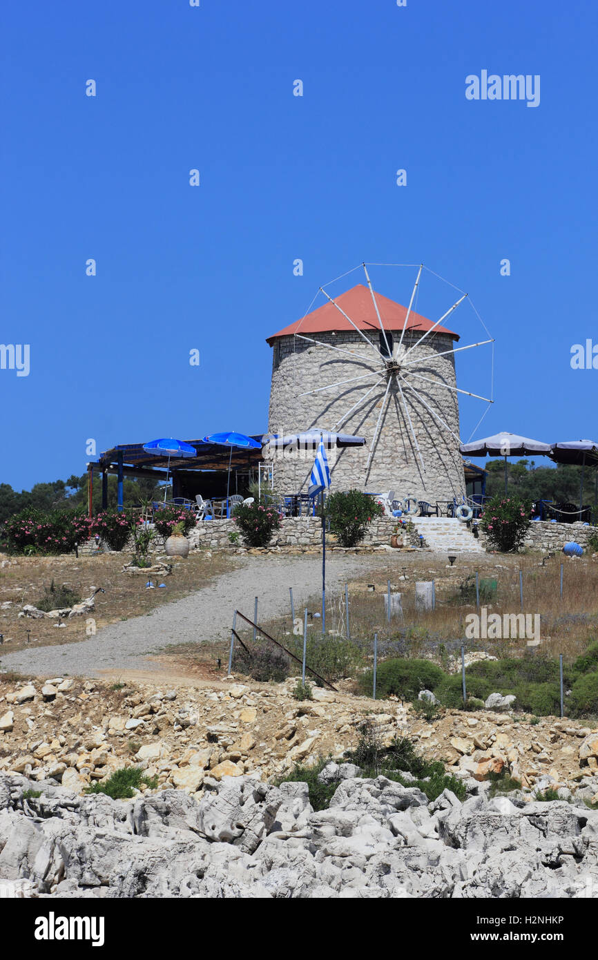 Old windmill ai Gyra beach, Lefkada Greece Stock Photo - Alamy
