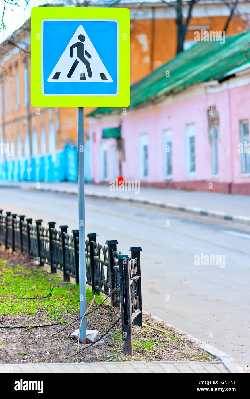 road sign pedestrian crossing in Russia Stock Photo - Alamy