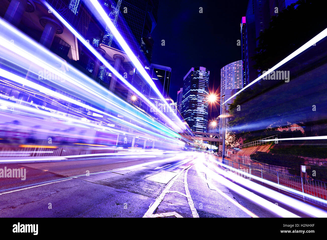 Fast moving car light in Hong Kong Stock Photo - Alamy