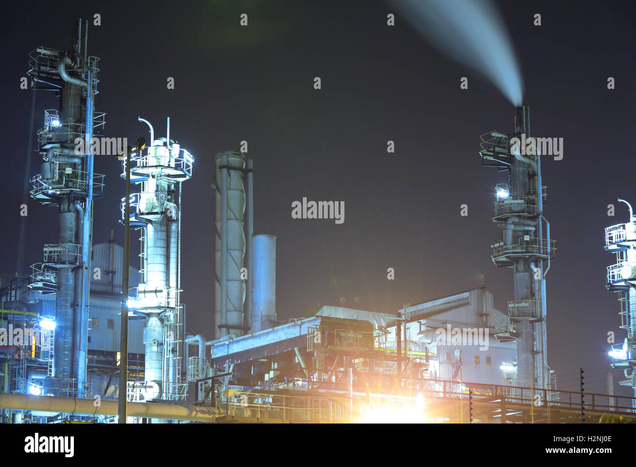 Industrial plant at night Stock Photo - Alamy