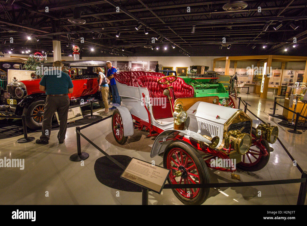 Cars on display inside Studebaker National Museum in South Bend Indiana ...