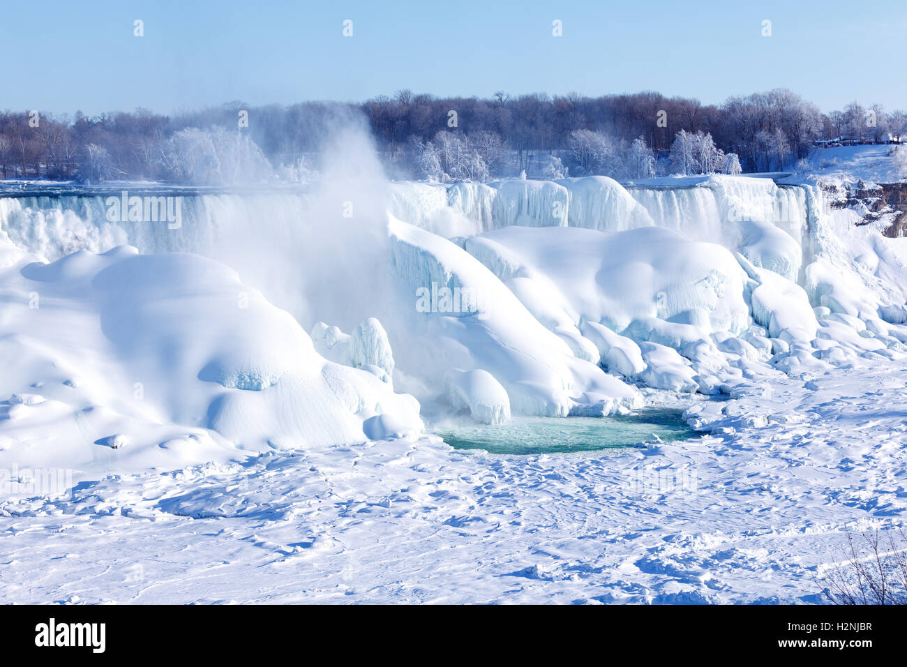 Very large amounts of ice build-up of the American Falls as seen from ...