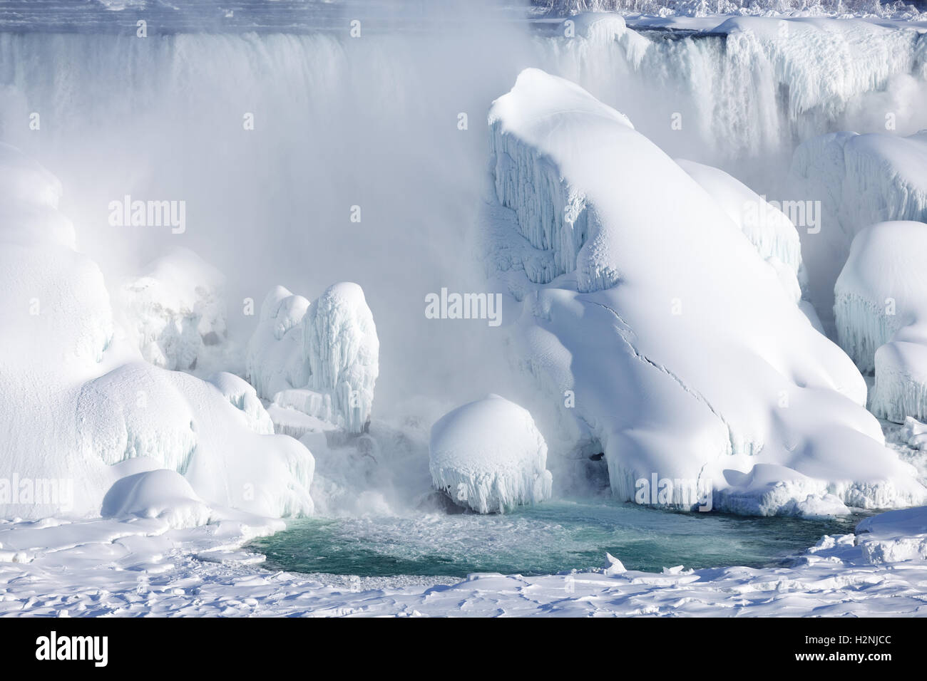 Very large amounts of ice build-up of the American Falls as seen from ...