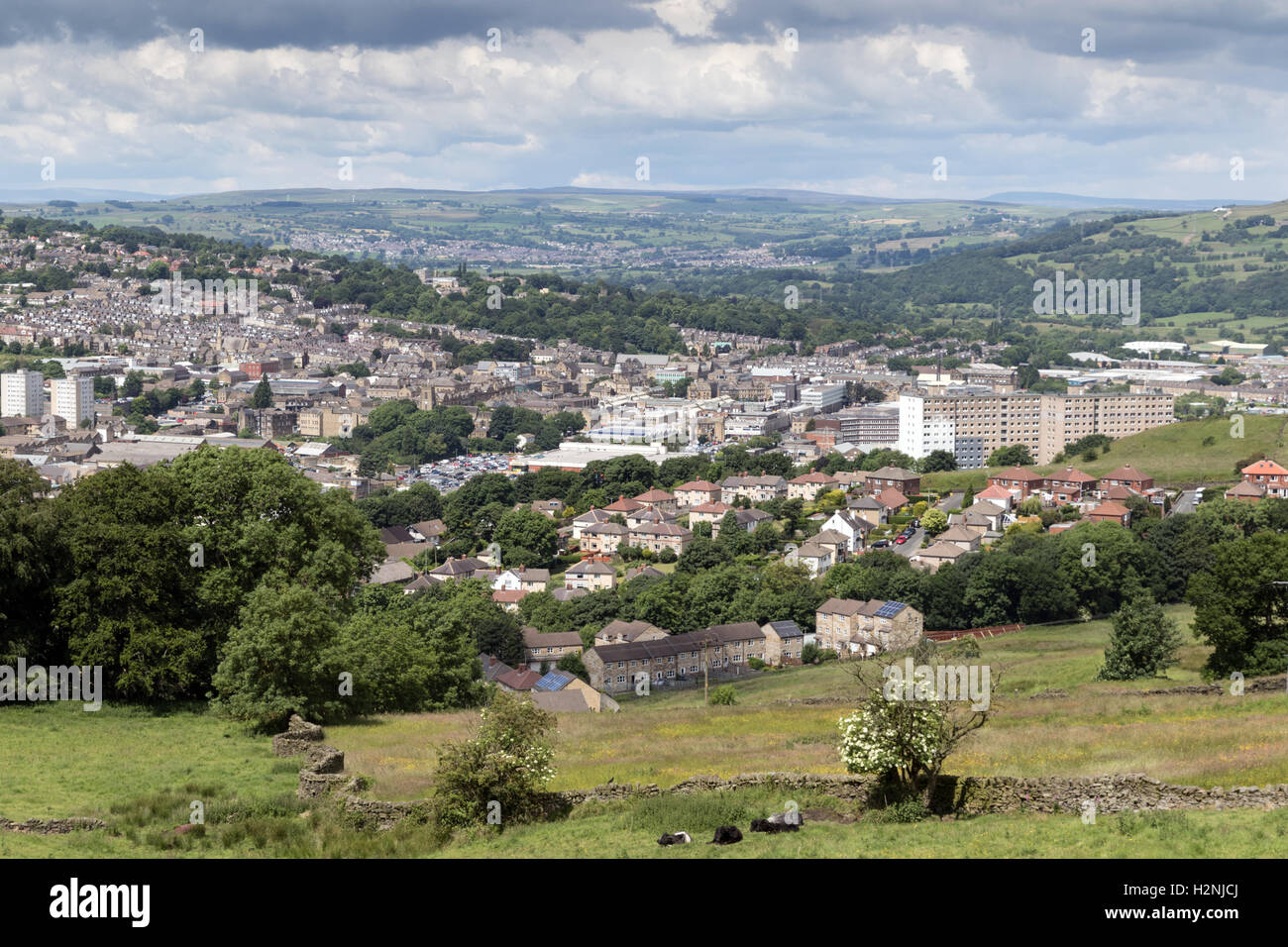 A view of Keighley, in West Yorkshire, with the smaller town of Silsden ...
