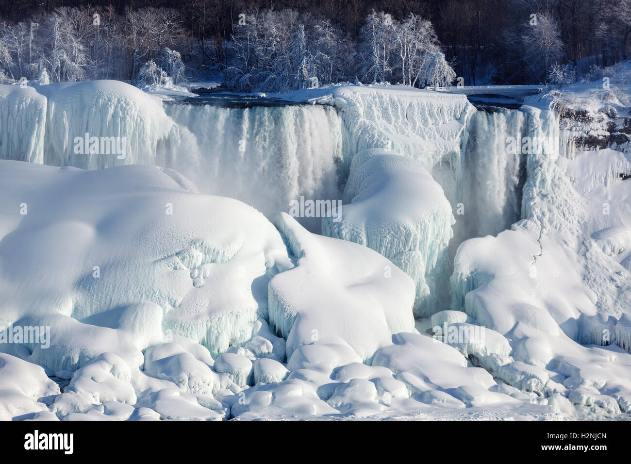 Very large amounts of ice build-up of the American Falls as seen from ...